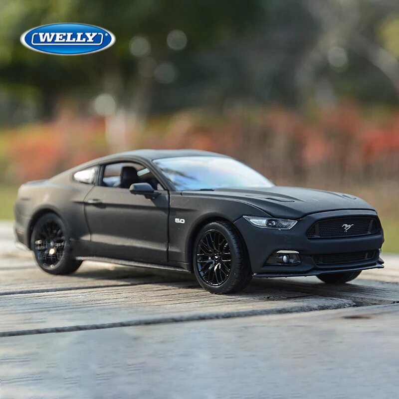 WELLY 1:24 Ford Mustang GT 2015 металлическая модель Черный, Matte black