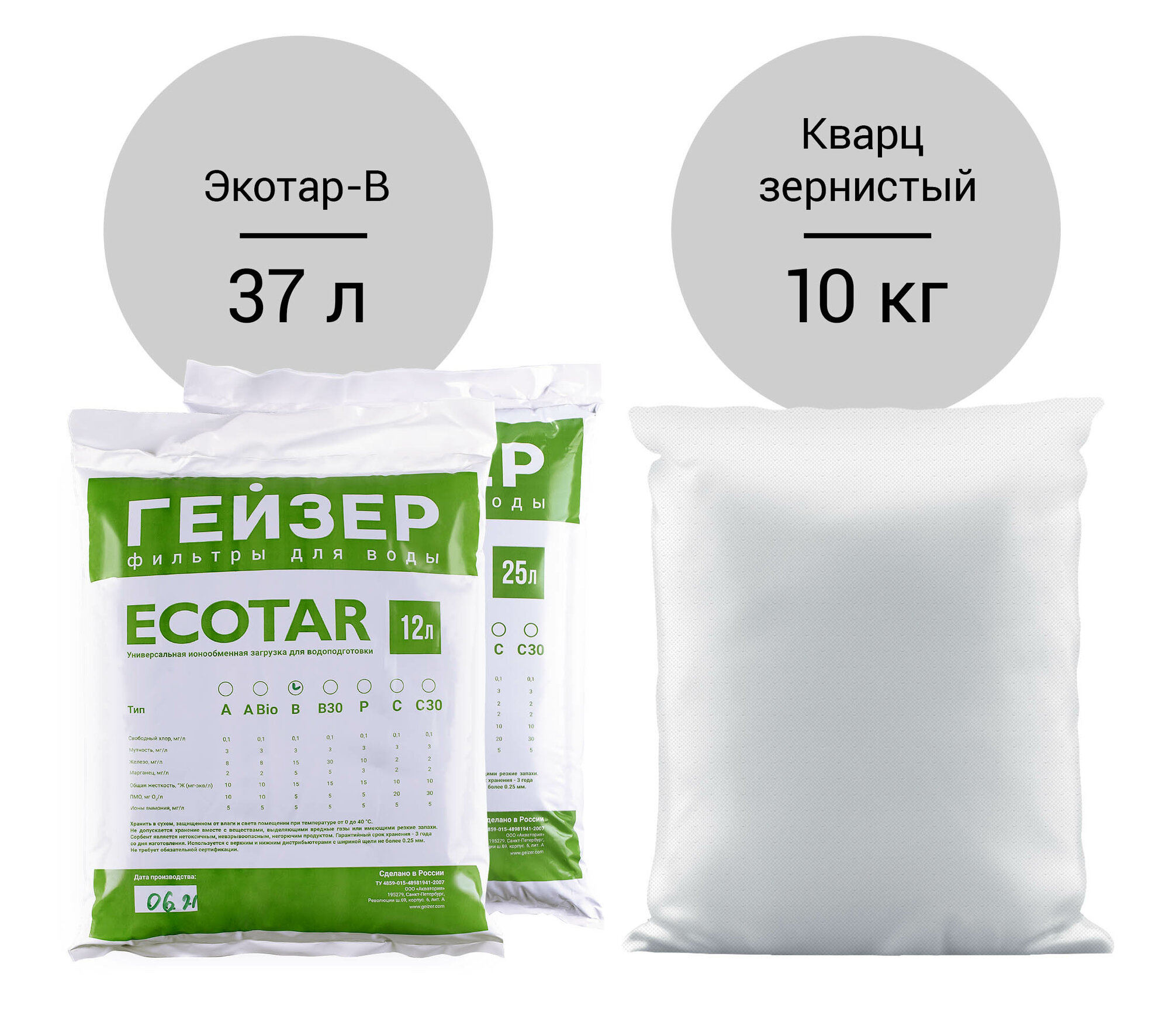 Обезжелезивание воды. Комплект загрузки для 1054 Экотар B. Удаление железа, марганца, жесткости.