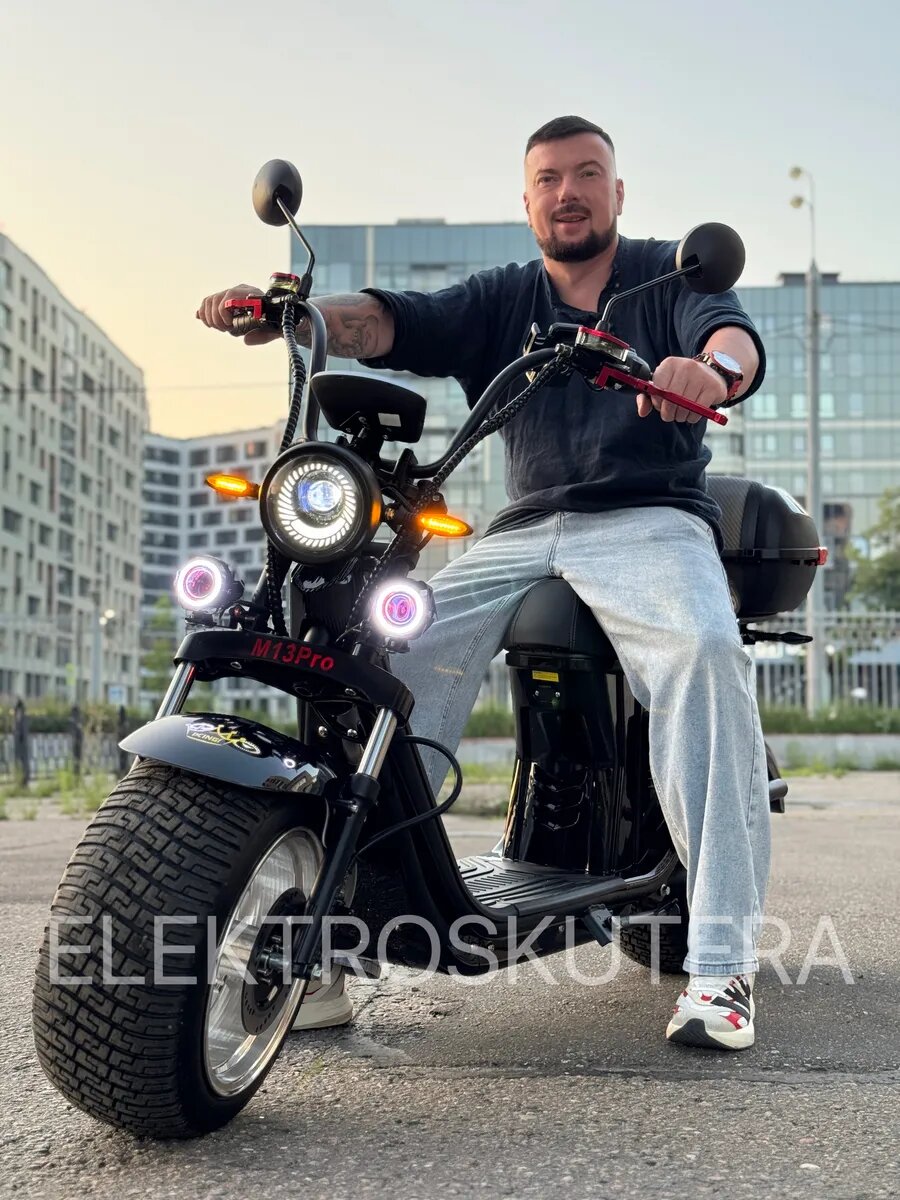 Электроскутер iKingi M13 Pro, с кофром, чёрный, Li-Ion, 30000мАч, до 60км/ч