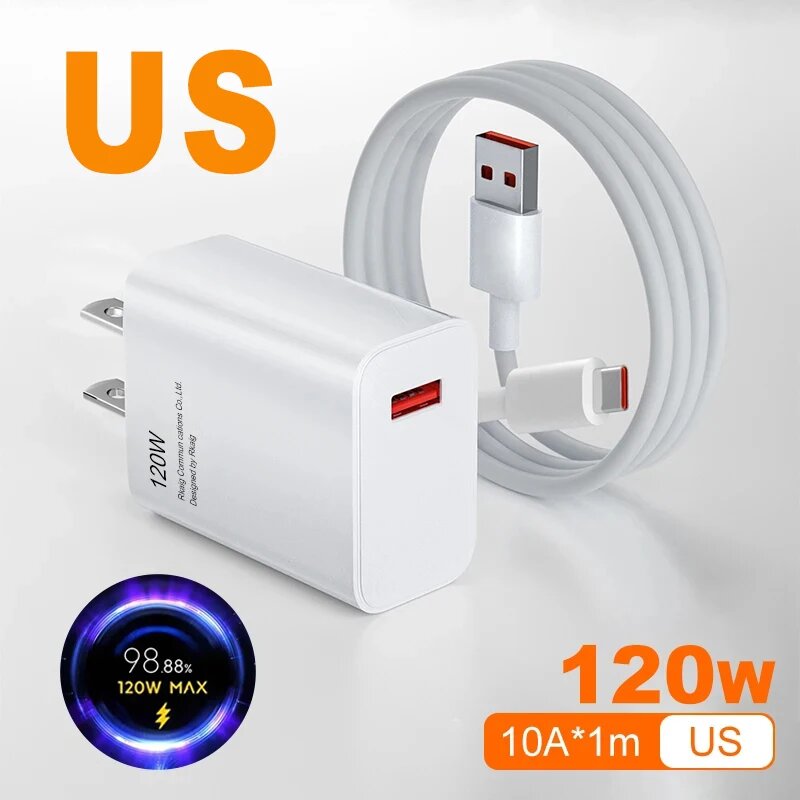Оригинальное зарядное устройство 120 Вт Turbo Fast Charge EU/US Hypercharge Adapter для Xiaomi Redmi Note 11 12 13 Pro Plus 5G Mi 14 13 13T с кабелем