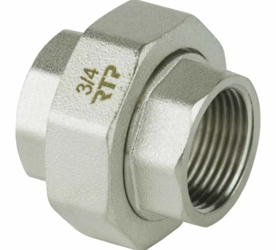 Американка прямая, латунь, внутренняя/внутренняя резьба 1", никель, RTP