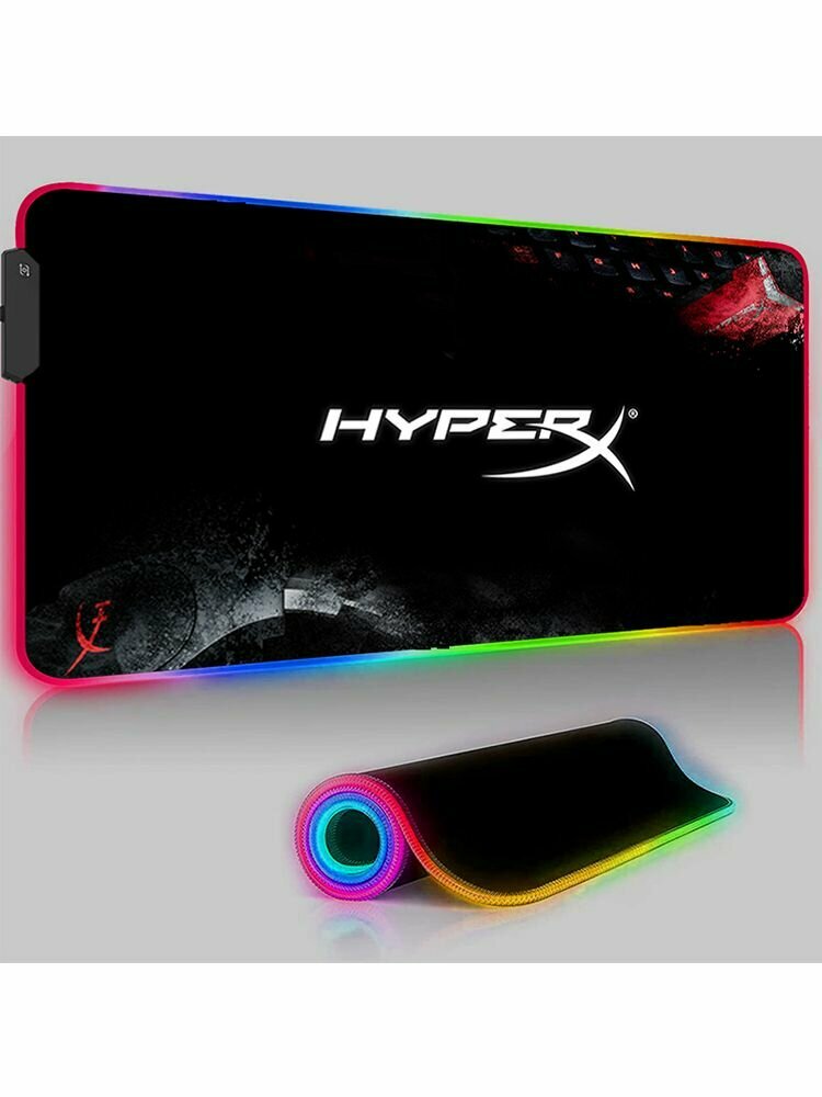 Коврик для мыши HyperX "RGB LED", с подсветкой, нескользящий, для игрового компьютера