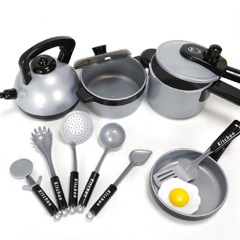 Один набор детской кухонной утвари, аксессуары для готовки, игрушечные кастрюли, сковородки, кухонная утварь, детские игрушки для ролевых игр, подарок для детей, 11 шт.