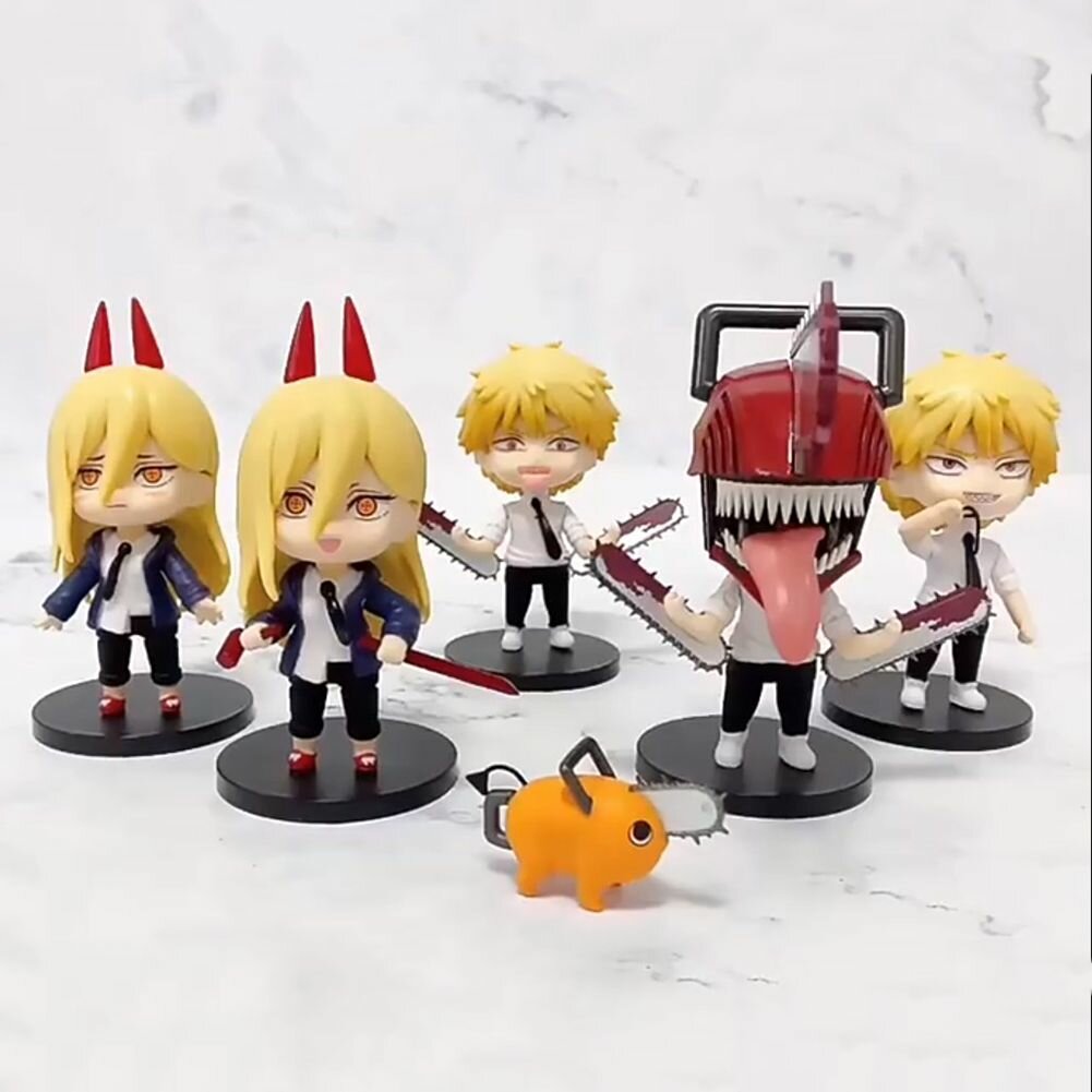 Фигурки аниме "Chainsaw Man", интерактивные, ПВХ, высота 12 см, 6 шт.