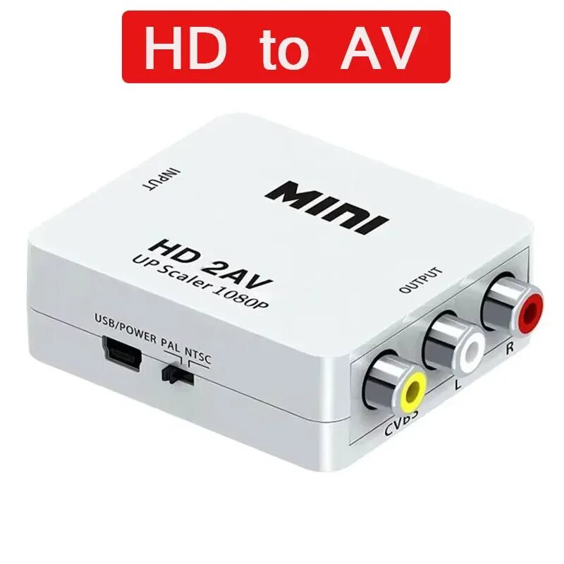 JIESEMWER AV-HDMI конвертер 1080p HD to RCA AV White