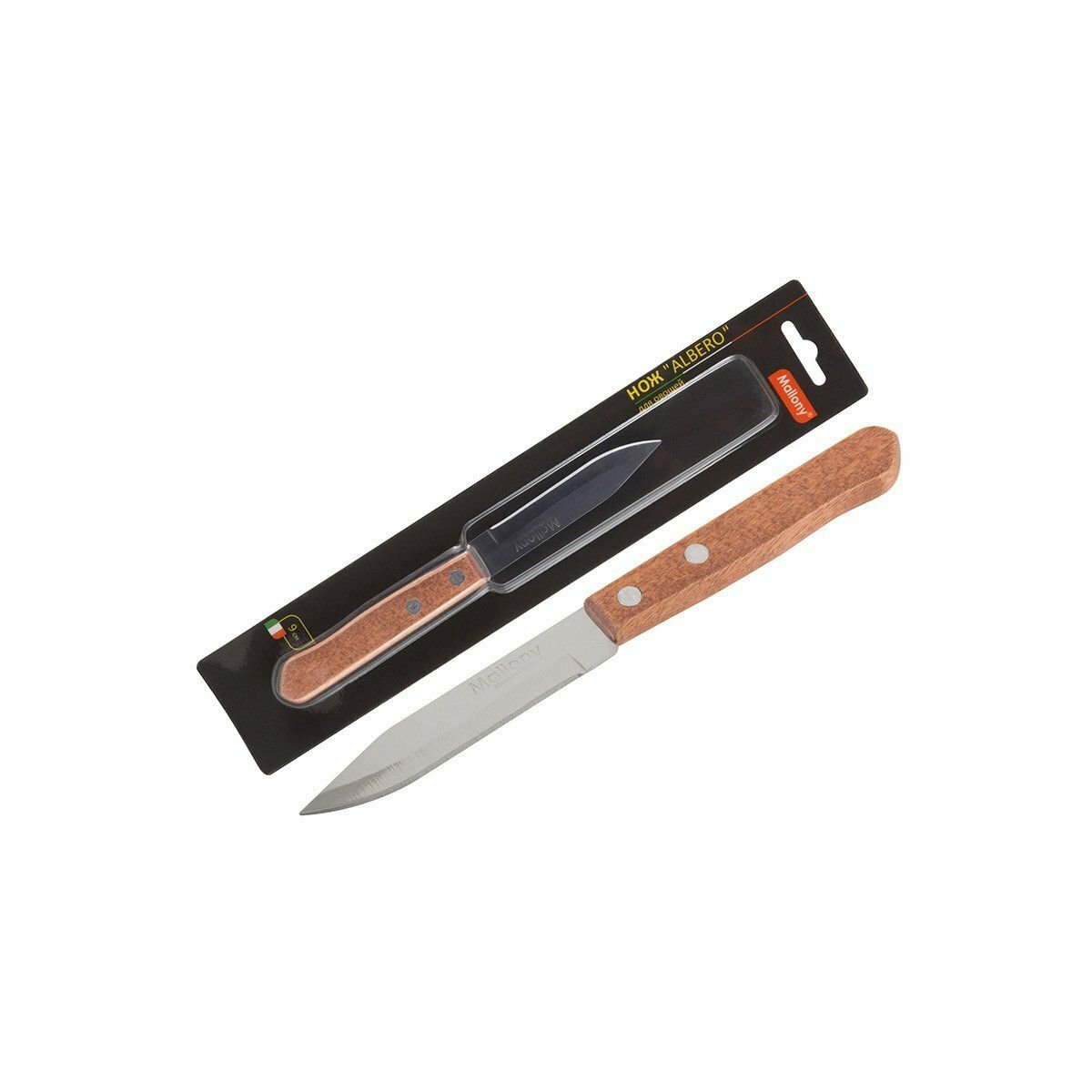 Нож для овощей ALBERO с деревянной рукояткой 8,5 см лезвие 1,0 мм толщиной 9 см рукоять