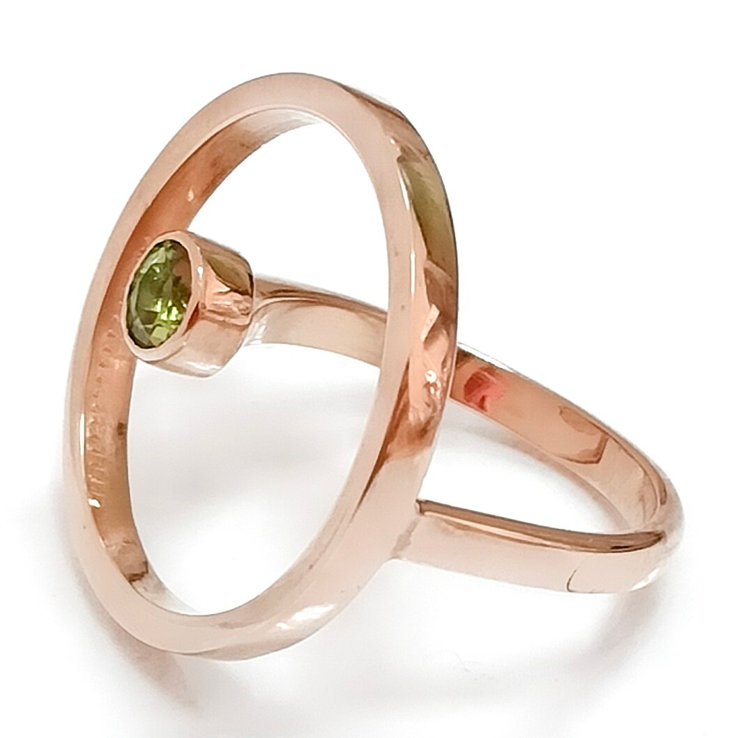 Перстень, серебро, 925 проба, золочение, хризолит