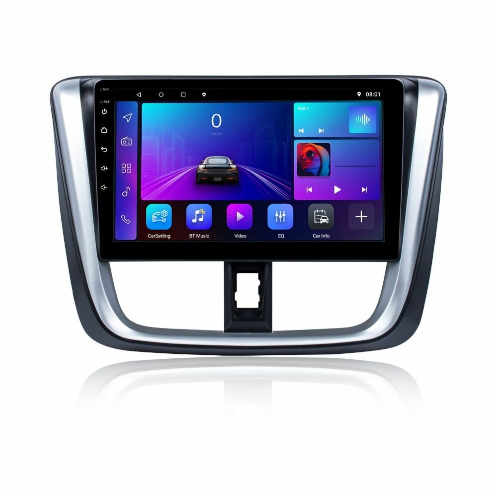 Для Тойота/Toyota Vios Yaris L 2016-2019 1+32G Автомагнитола Магнитола 2 Din с сенсорным экраном радио, видео, FM, AUX, USB, подключение мульти руль + камера заднего вида