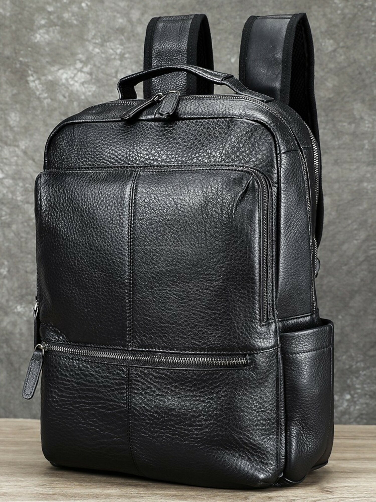 Рюкзак городской из натуральной кожи CAPRI для мужчин и женщин, кожаный, чёрный