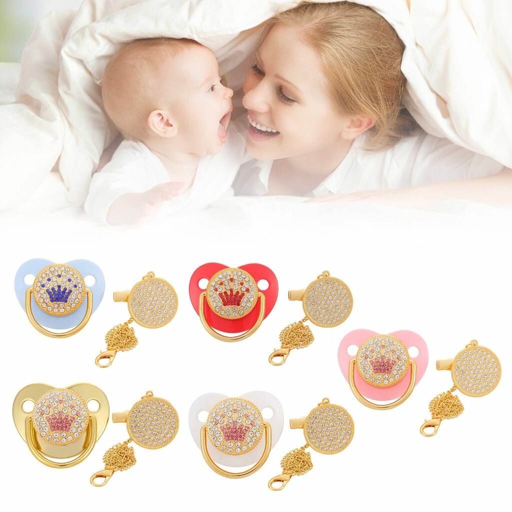 Пустышка-корона с бриллиантами-Синий-S