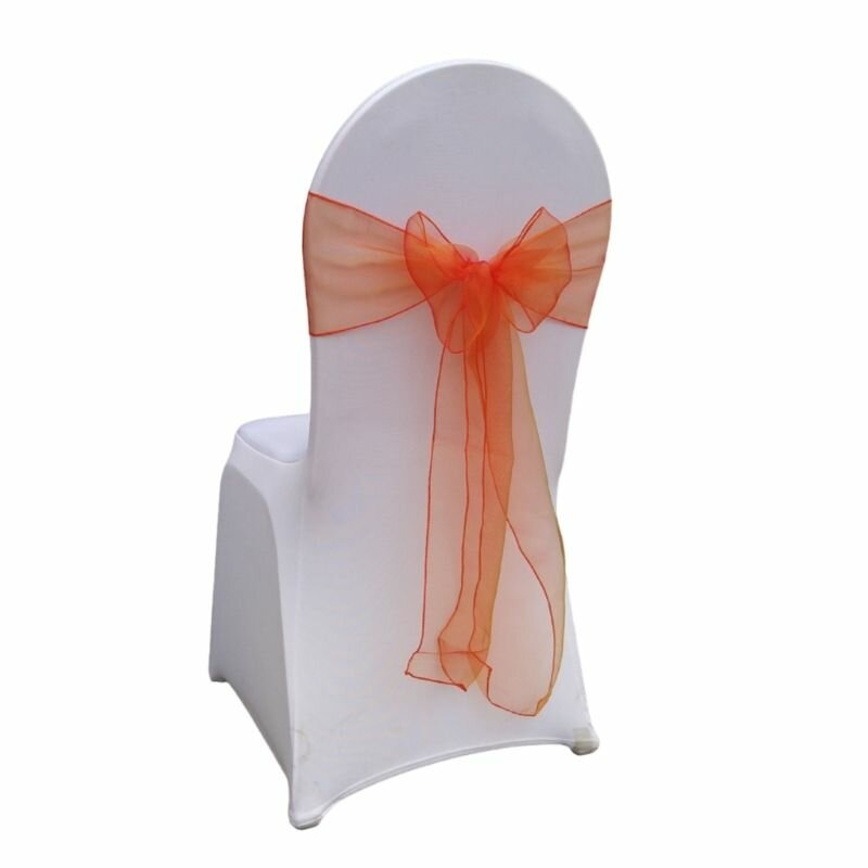 10 бантов на спинке свадебного стула-оранжевый