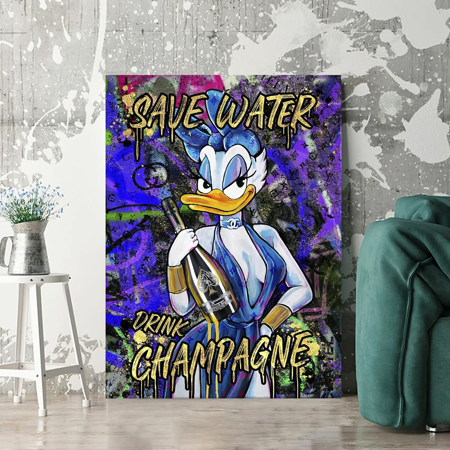 Картина интерьерная на стену - "Скрудж Макдак, мультперсонажи", 50х70 см.