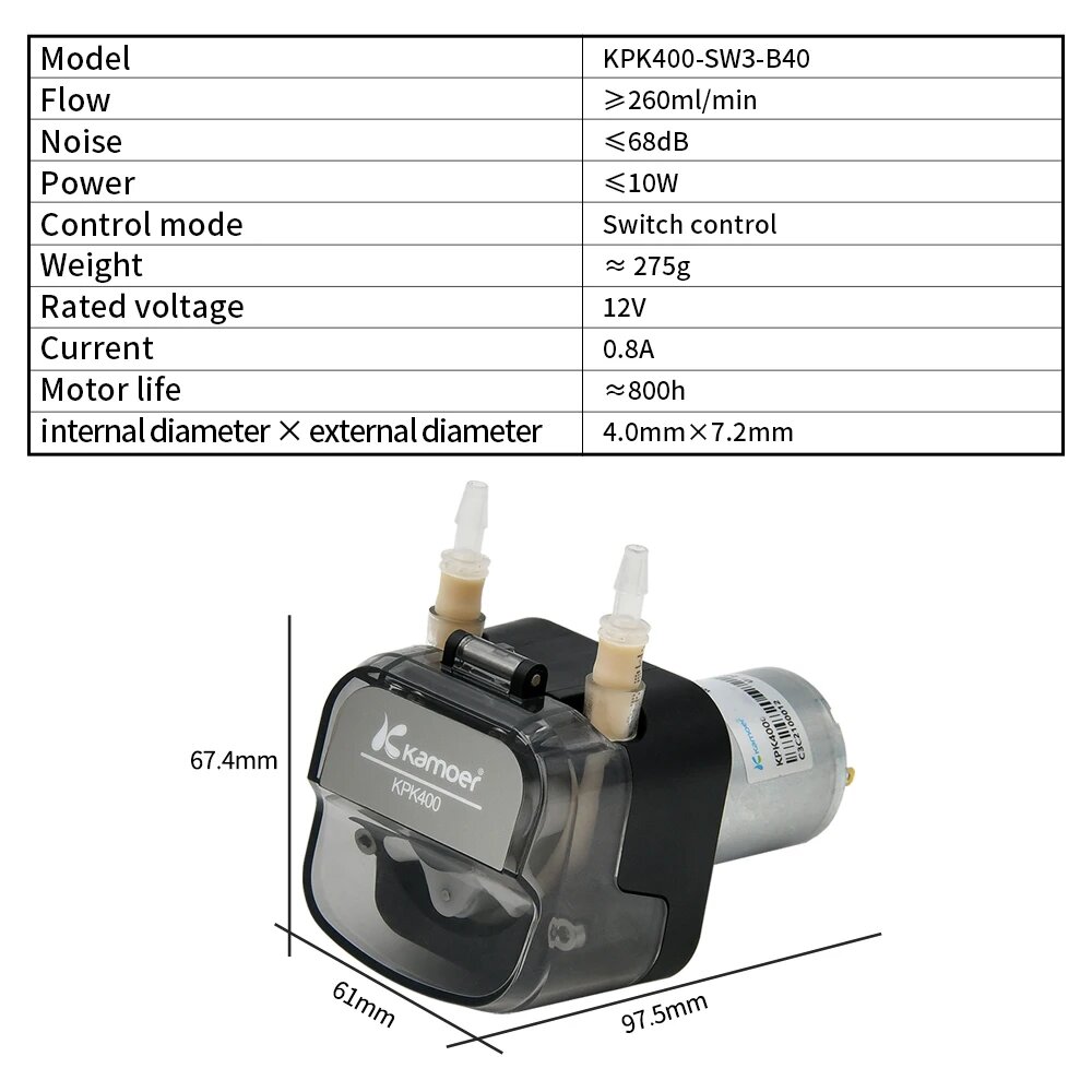 Kamoer KPK400 Перистальтический насос 12В/24В, Kpk400-sw3b40-12v