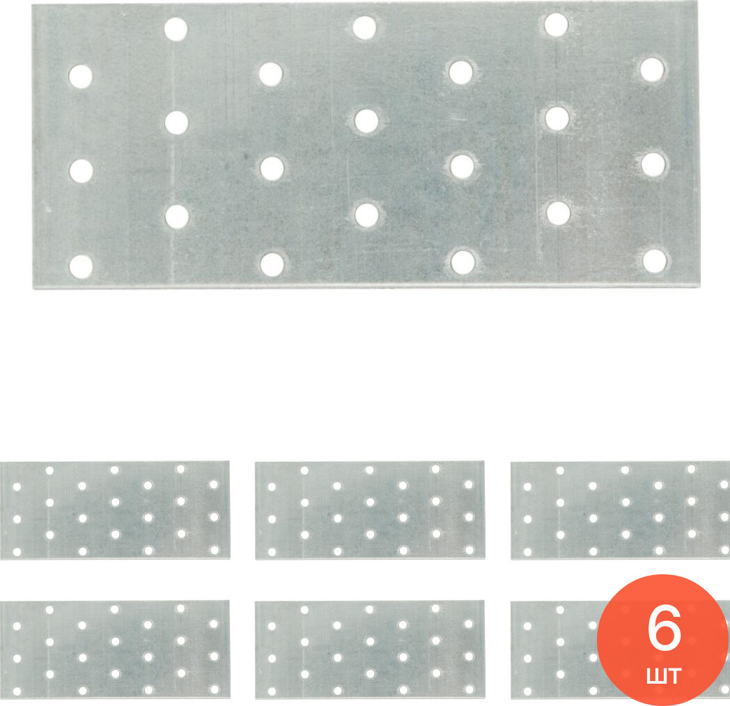 Пластина крепежная Rock Solid Connection / Рок Солид Коннекшн для деревянных конструкций, из оцинкованной стали, размером 80х200х2мм / строительство и ремонт (комплект из 6 шт)