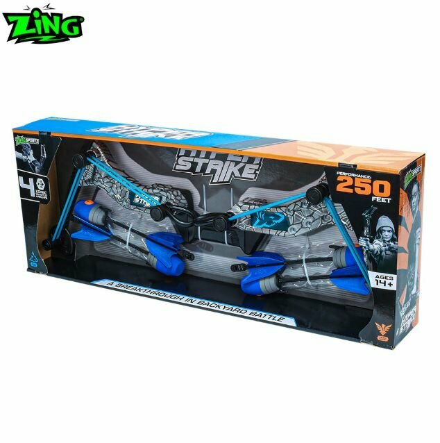 Детский и взрослый игровой лук ZING со стрелами 4 шт (Синий)