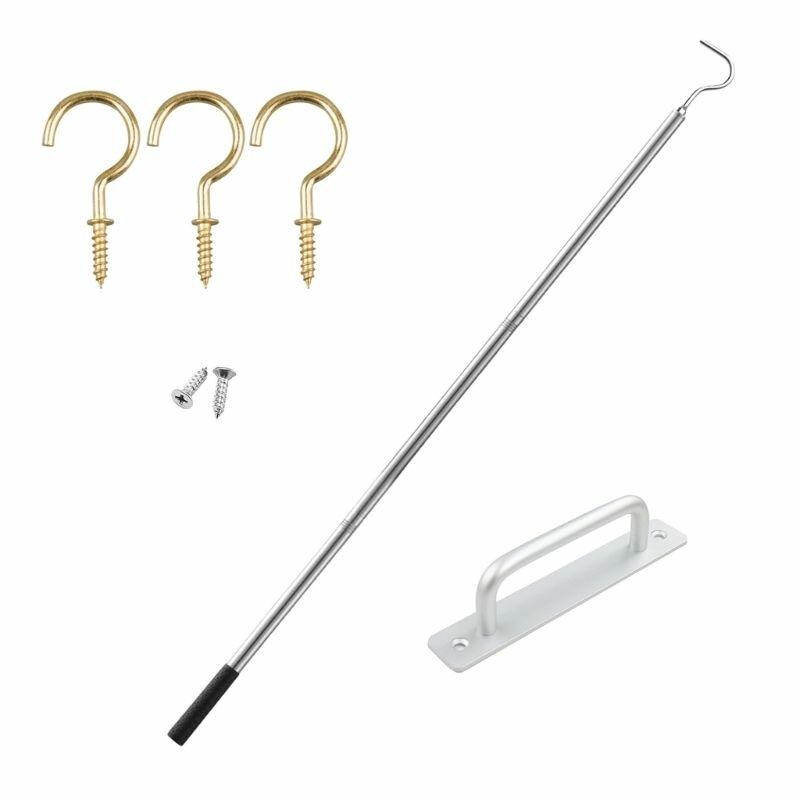 (1 набор) Выдвижная система лестницы для чердака, комплект: стальная штанга + алюминиевая ручка