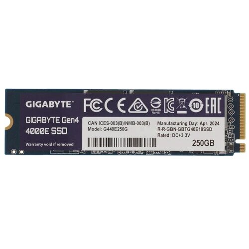 G440E250G / SSD накопитель Gigabyte 4000E 250ГБ, M.2 2280, PCIe 4.0 x4, NVMe, M.2 [g440e250g]