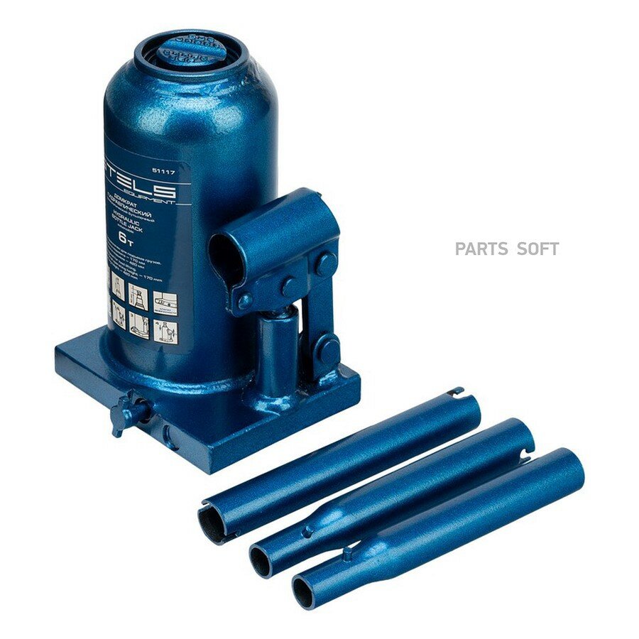 Домкрат гидравлический бутылочный телескопический, 6 т, h подъема 170–420 мм от официального дистрибьютора, STELS, артикул 51117