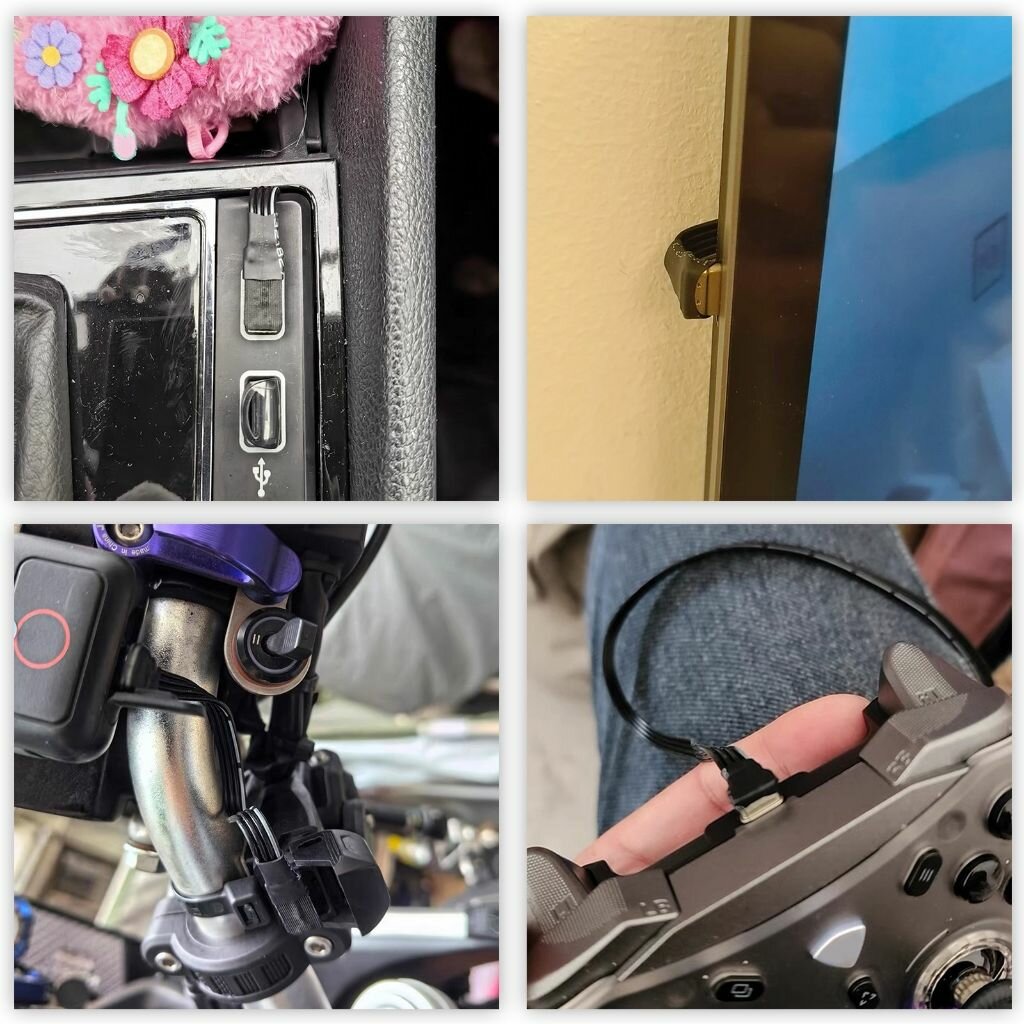 Плоский кабель для передачи данных USB-тип C с прямым гнездом (термоусадочная трубка) - 10 см USB левым изгибом