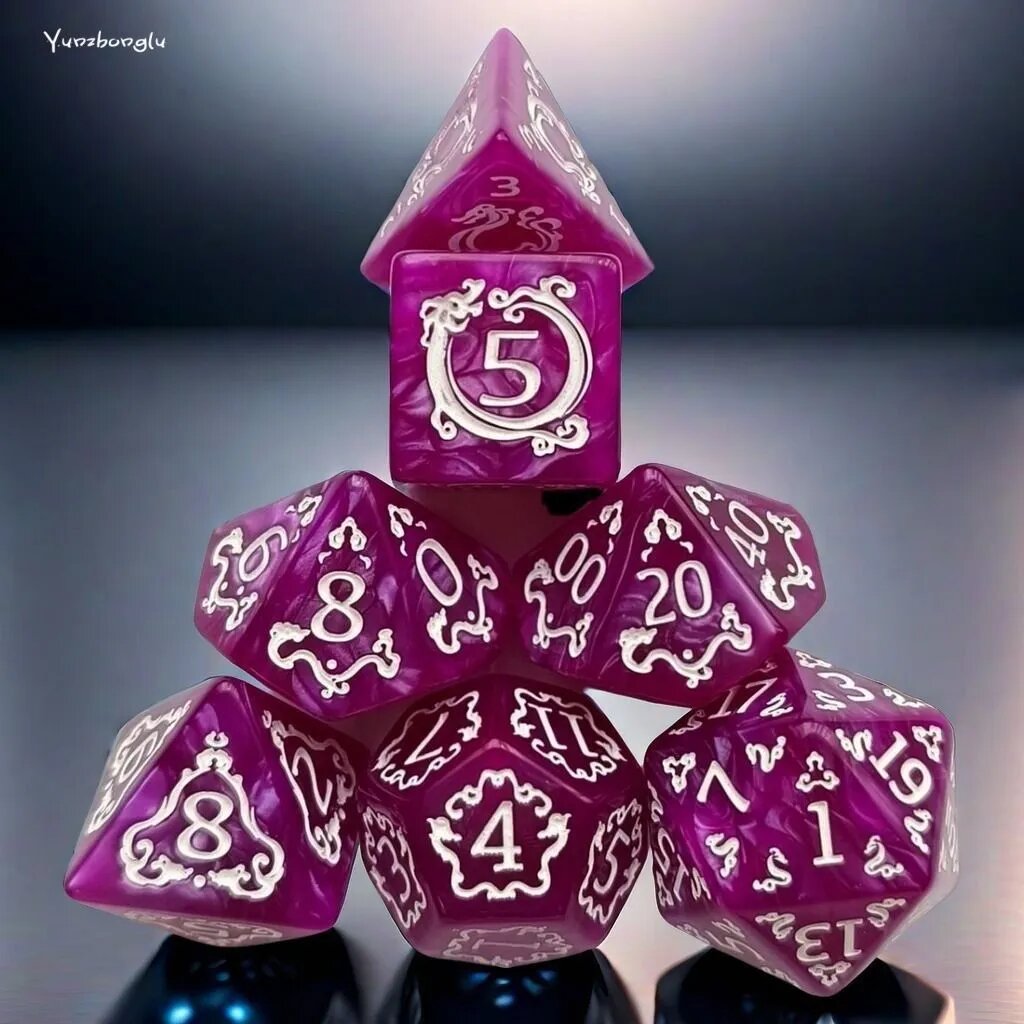 Yunzhonglu Кости игральные, дайсы, кубики для DnD (ДнД) 7 шт