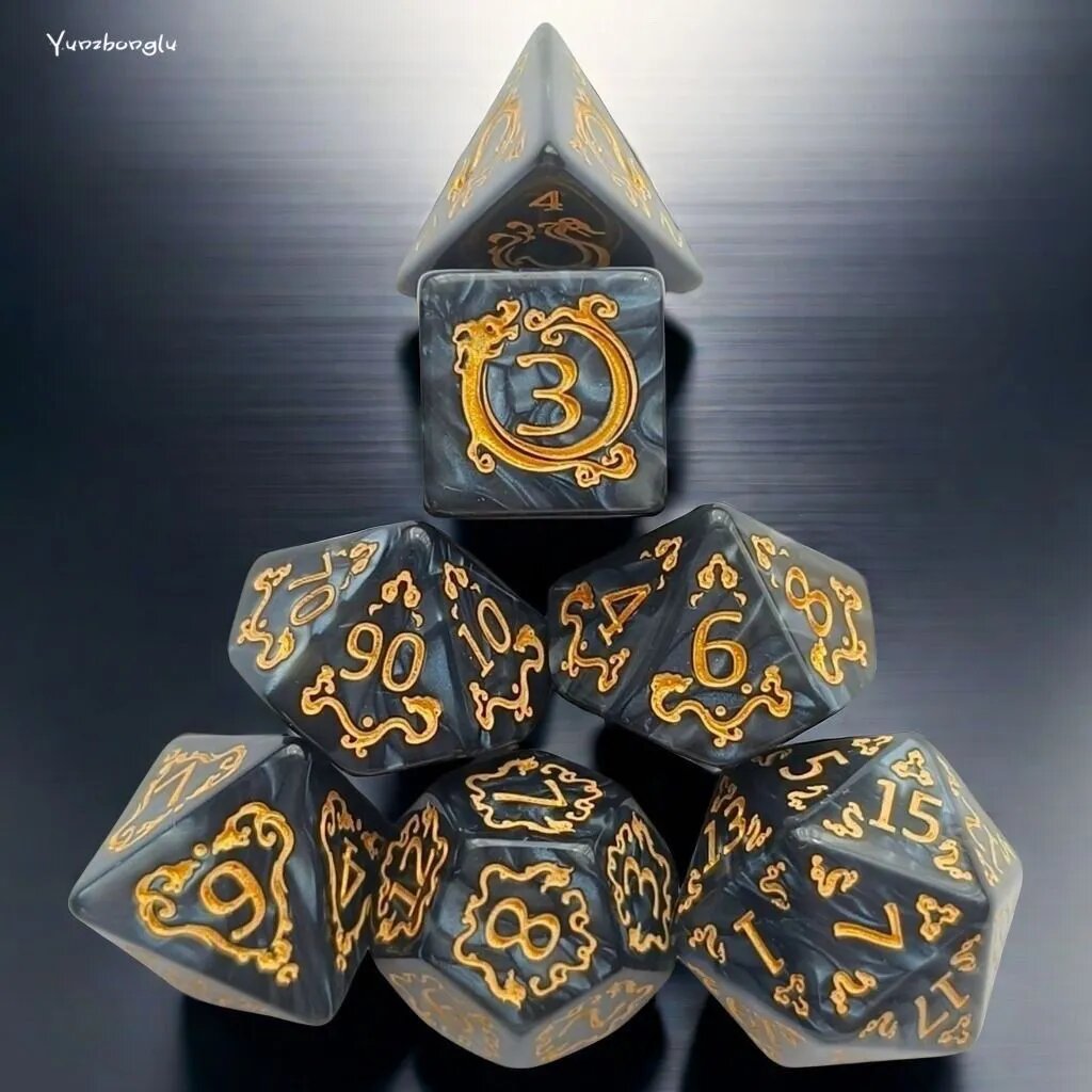 Yunzhonglu Кости игральные, дайсы, кубики для DnD (ДнД) 7 шт