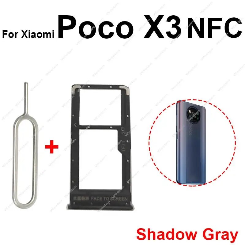 Лоток для Sim-карты для Xiaomi POCO X3, X3, X3, устройство для чтения SIM-карт SD, слот-адаптер, гнездо, запасные части для ремонта X3 NFC Gray