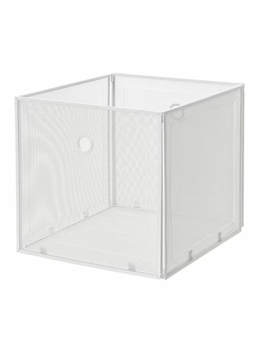 Белая металлическая сетчатая коробка для хранения