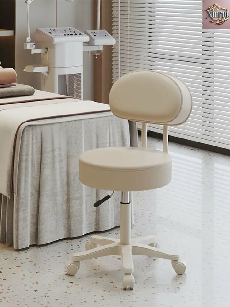 KNOW EASY-Косметическое кресло со спинкой и регулировкой высоты, можно поворачивать, белое
