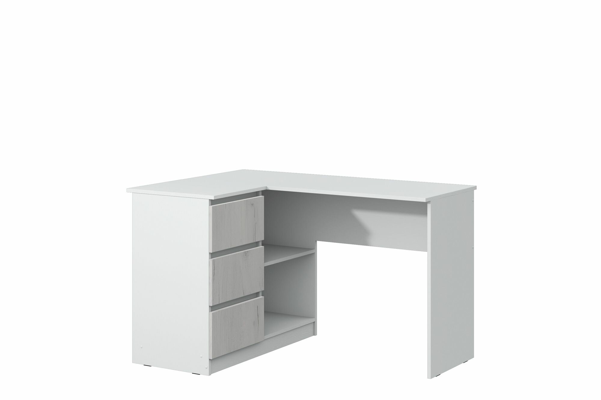 Стол письменный МС "Соната" Цвет Белый Текстурный, Дуб Крафт Белый, ширина 130см, большой, ученический, длинный, с ящиками