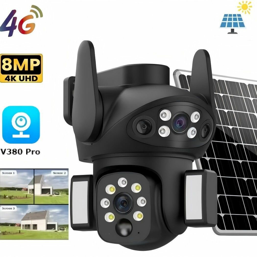 Камера видеонаблюдения Х7, уличная,8000mAh, ZOOM10X, HD/UHD, 6Мп, 4G на солнечной батарее