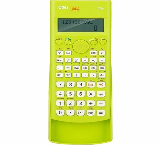 Научный калькулятор DELI e1710a/grn, ЕГЭ, 12 разрядный, lcd дисплей, питание от батарейки, зеленый 1407145