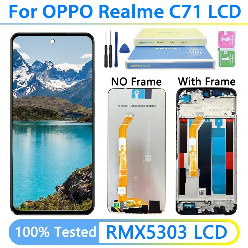 6,67 "IPS ЖК-дисплей для Realme C71, ЖК-дисплей, преобразователь сенсорного экрана в сборе, замена для Realme C71 RMX5303, дисплей Black NO Frame