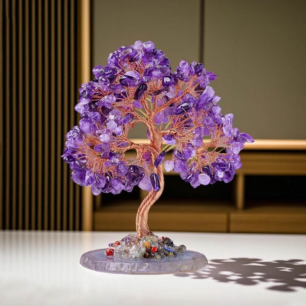 Скульптура Денежного дерева из хрусталя и камня Lucky Приносит удачу и процветание
