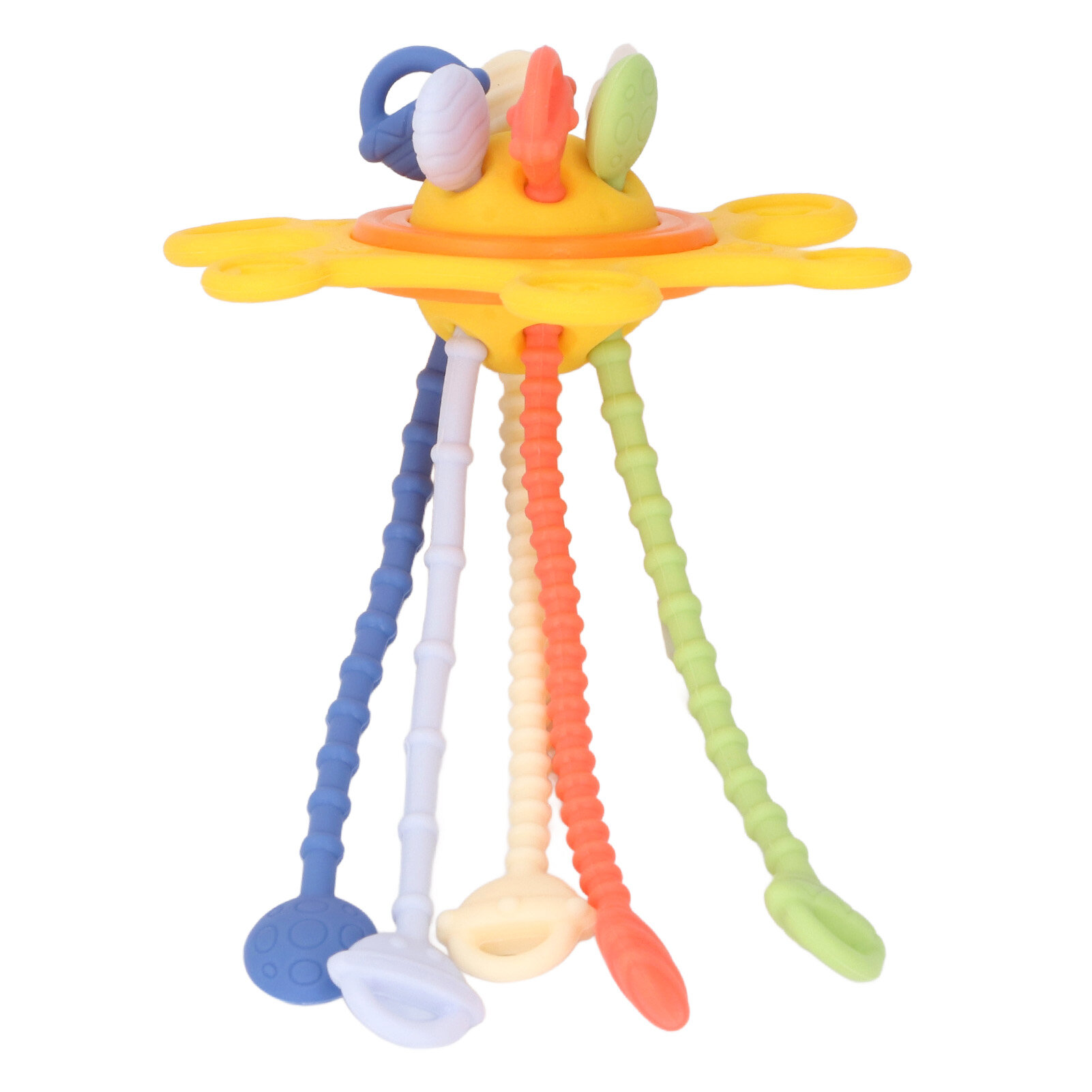 Baby Pull String Toy Brain Development Interactive Fine Motor Skill Colorful Silicone Pull String Sensory Toy