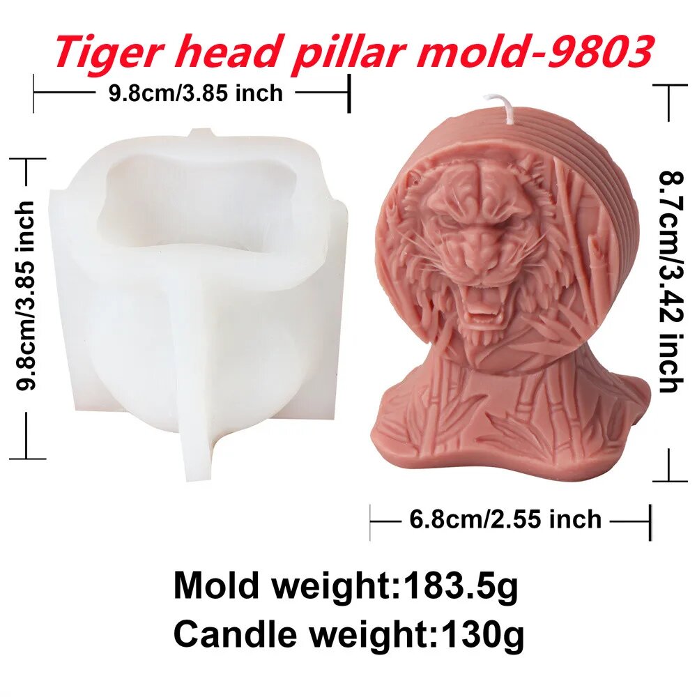 Силиконовая форма для свечей "Волк и Тигр" tiger mold-9803