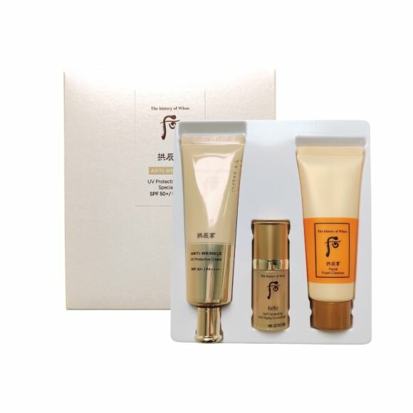 Крем солнцезащитный SPF50+ антивозрастной в наборе 3pcs THE HISTORY OF WHOO Gongjinhyang Anti-Wrinkle UV Protective Cream Set