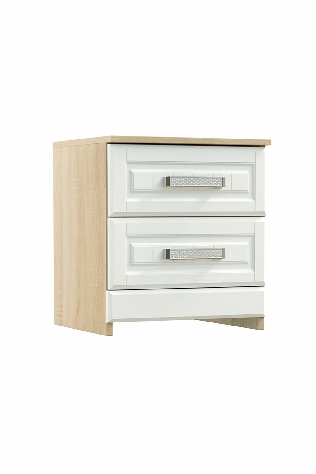 Тумба прикроватная ВЕНЕЦИЯ-1 Дуб сонома / Белое дерево ширина 40 см ЛДСП с ящиками в спальню в гостиную