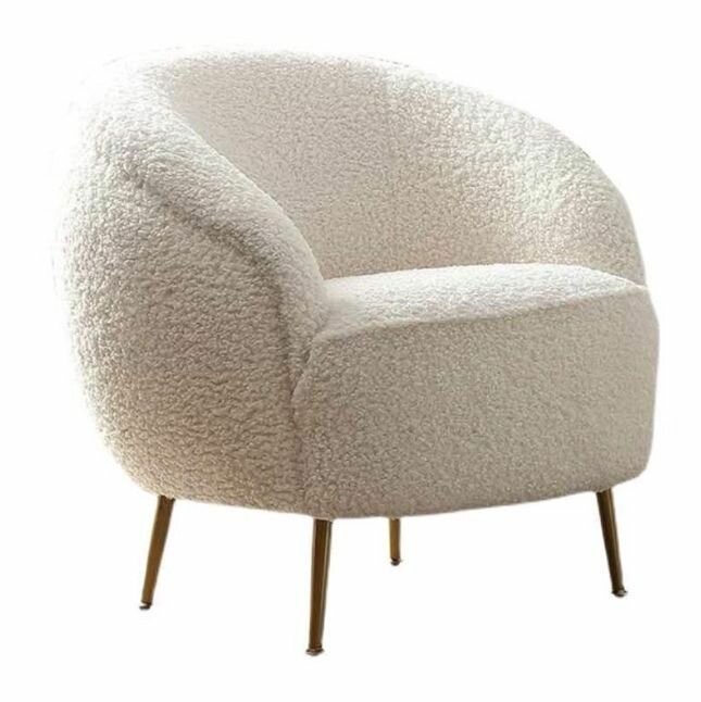 Кресло Олаф мягкое барашек искусственный мех, Белый