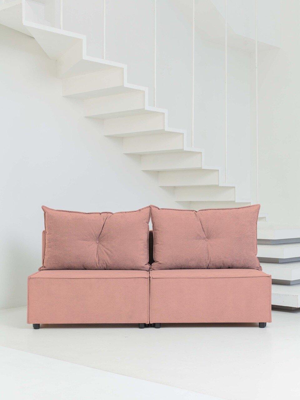 Диван CITYHD Гонконг, розовый, раскладной, съемный чехол, обивка велюр