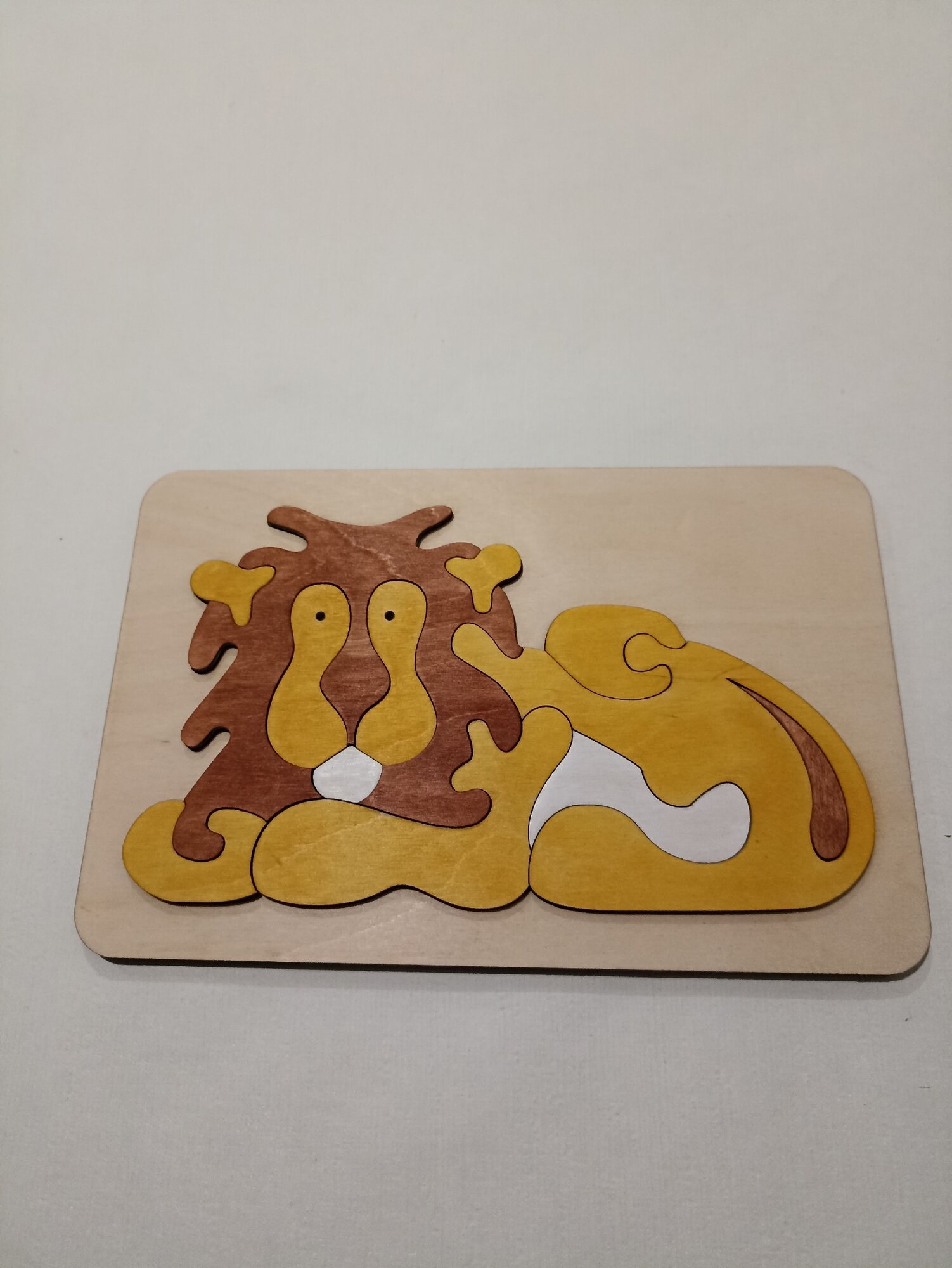 Детский цветной паззл из дерева для игра и занятий с детьми "Большой Лёвушка"