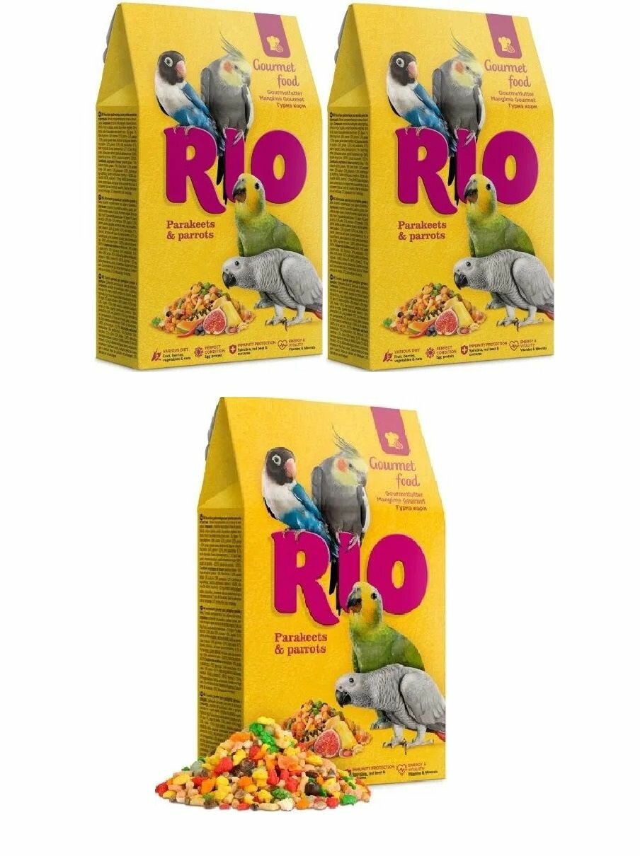 Корм для птиц RIO Гурмэ корм для средних и крупных попугаев 250г (3 штуки)