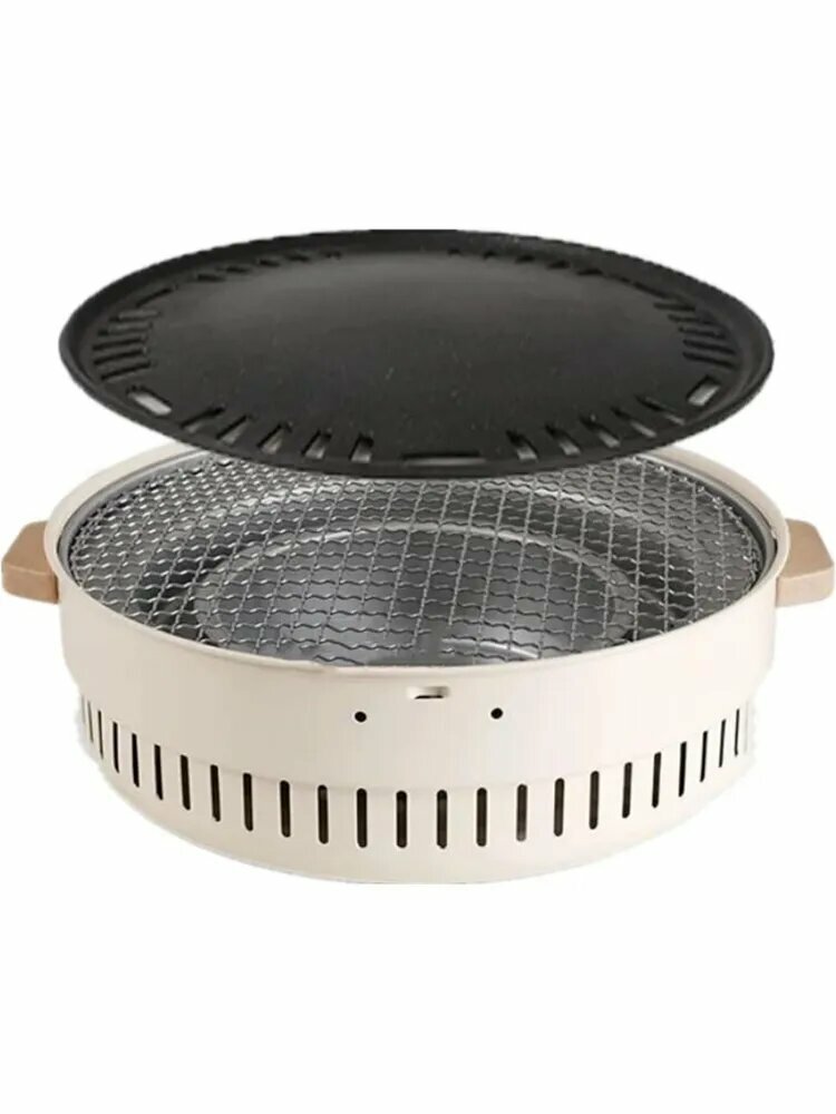 Компактный гриль-коптильня из нержавеющей стали, портативное настольное барбекю на углях для наружного и внутреннего использования, идеально подходит для пикников, кемпинга