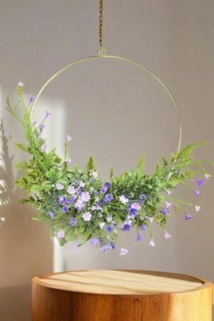 Настенная декоративная композиция-венок цветочное ожерелье, фиолетовое, 41 см, Summer Deco 5010116