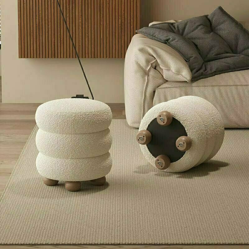 Пуф "Букле", овальный, искусственный овечий флис, микрофлок, белый, 40×40×40 см