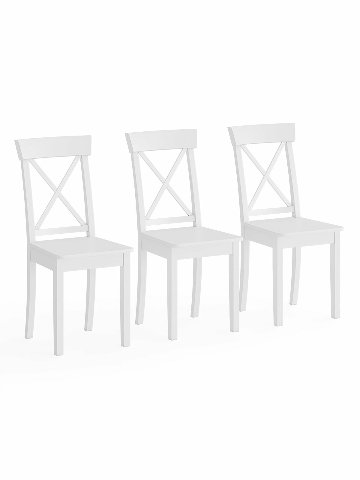 Стулья с деревянным сиденьем массив 3 штуки Мебель--24 Гольф-14, белый, 41х42х95 см.