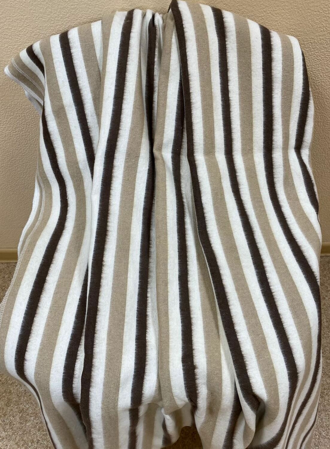 Детское байковое одеяло Полоса 100х140 Бежево-коричневый