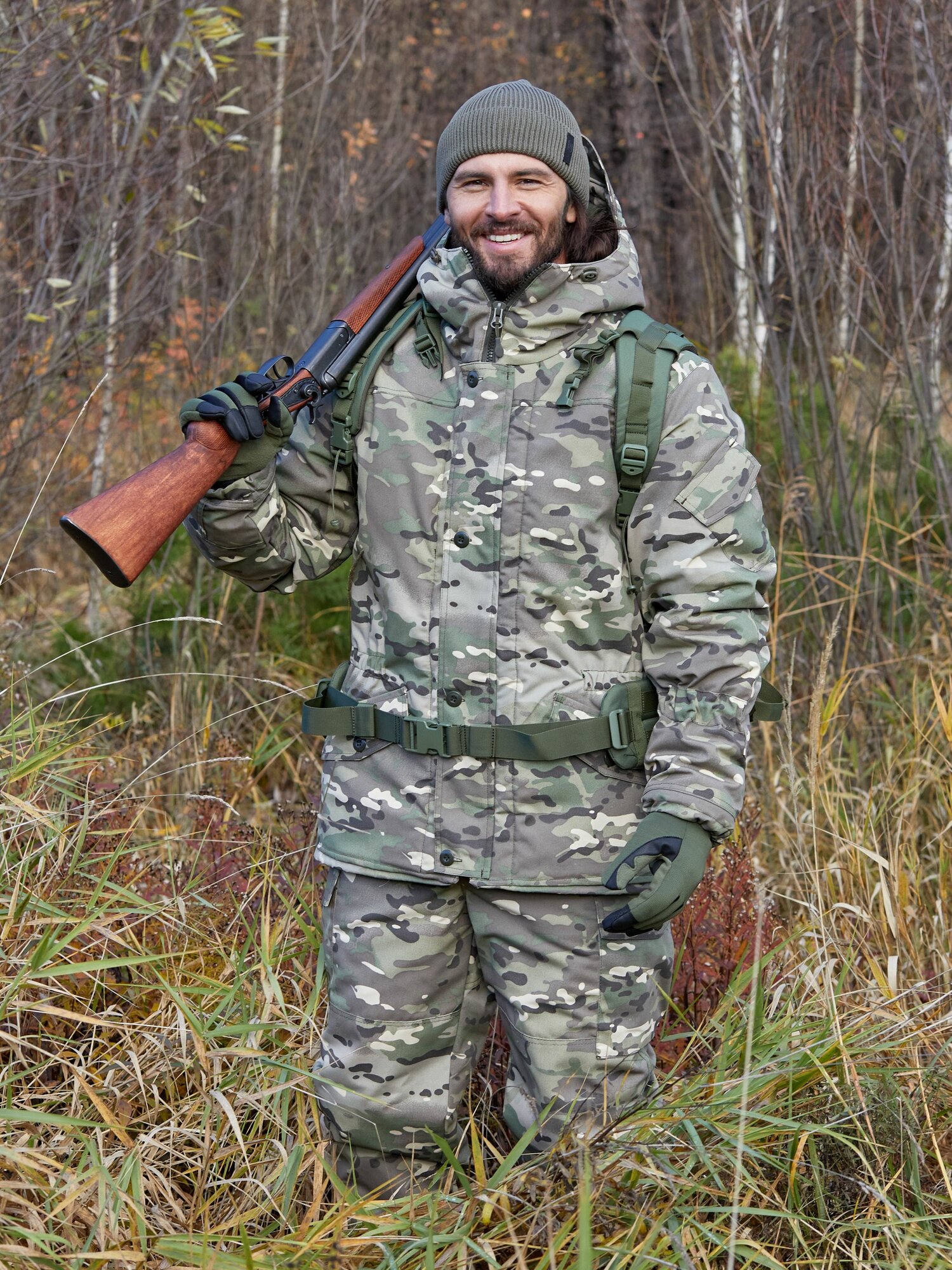 Костюм Горка, демисезонный, для мужчин, камуфляж, защитный, 65%/35%, 48 размер, 250/150г/кв. м