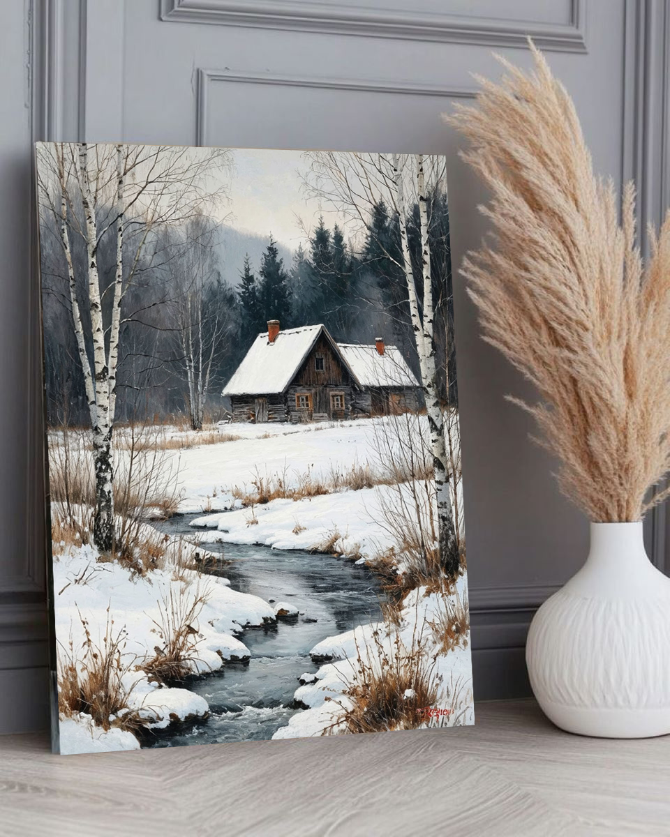 Картина по номерам 40х50 см "Зимний пейзаж" хлопковый холст на подрамнике, акрил, Hobby Home