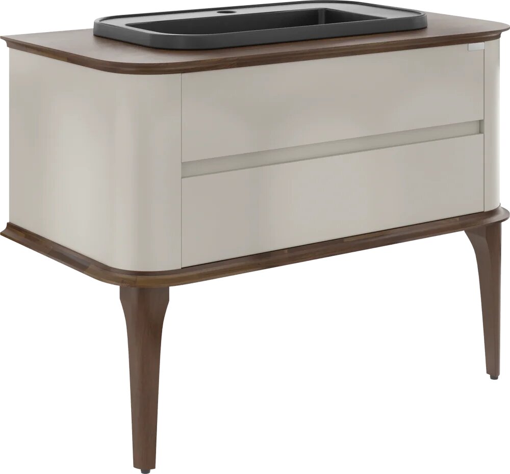 Тумба с раковиной STWORKI Pier подвесная, 102 см, светлое дерево, бежевая, матовая, из МДФ, с ящиками, раковина для ванной фаянсовая, овальная