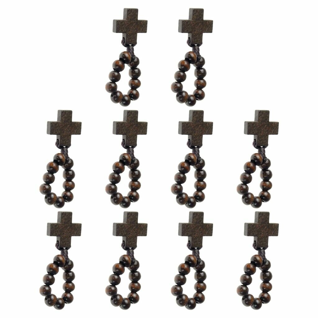 10 ниток, молитвенные деревянные четки, цепочка для пальцев, четки с крестом-кофейного цвета